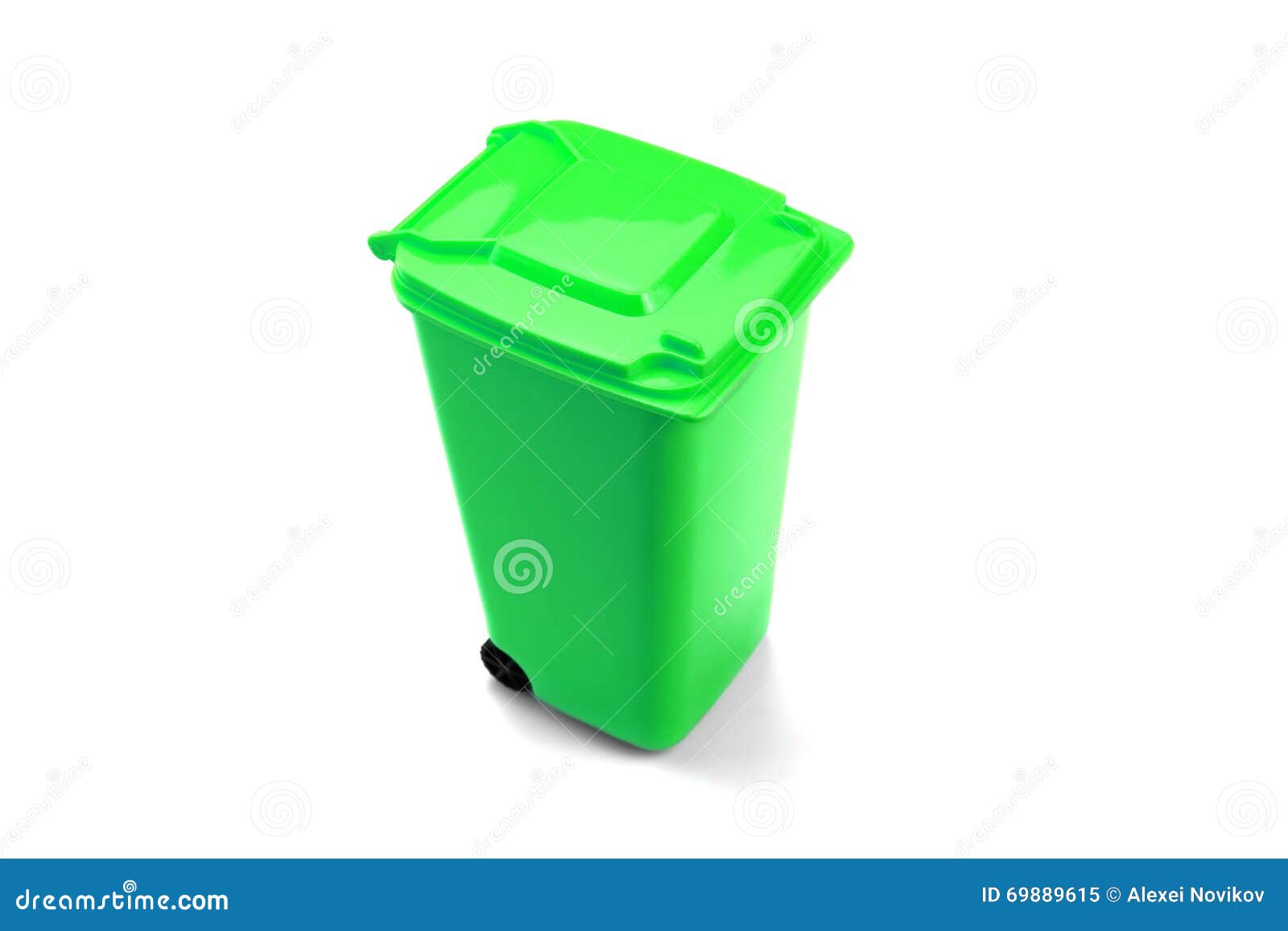 Green Plastic Waste Container Or Wheelie Bin, Isolated On White Stock ...