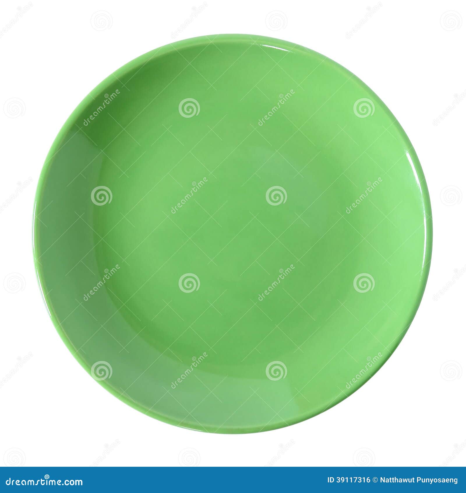Green Plate Isolated on White Stock Photo - Image of clipping, flatware ...