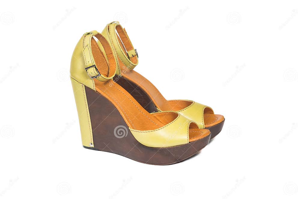 Green platform wedgies stock image. Image of dress, popular - 42868567