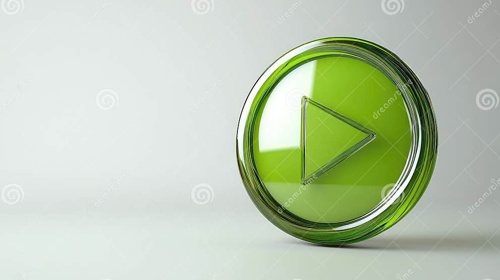 Green Play Button on White Background Stock Illustration - Illustration ...