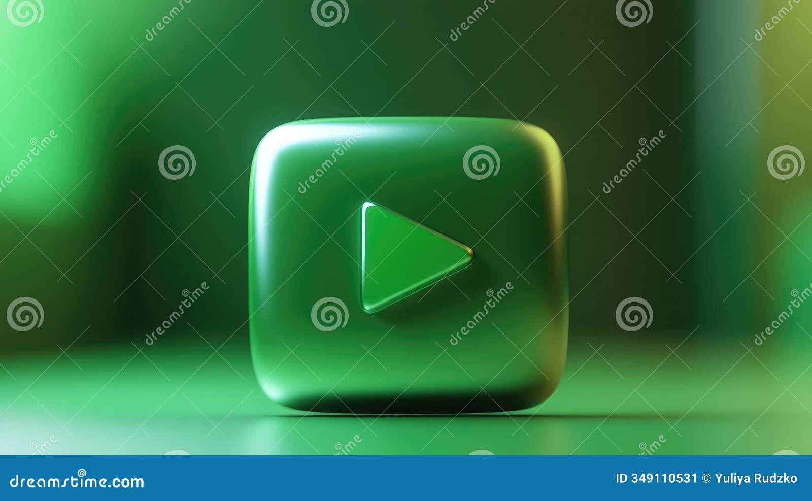 Green Play Button on White Background Stock Illustration - Illustration ...