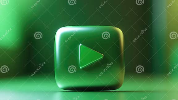 Green Play Button on White Background Stock Illustration - Illustration ...