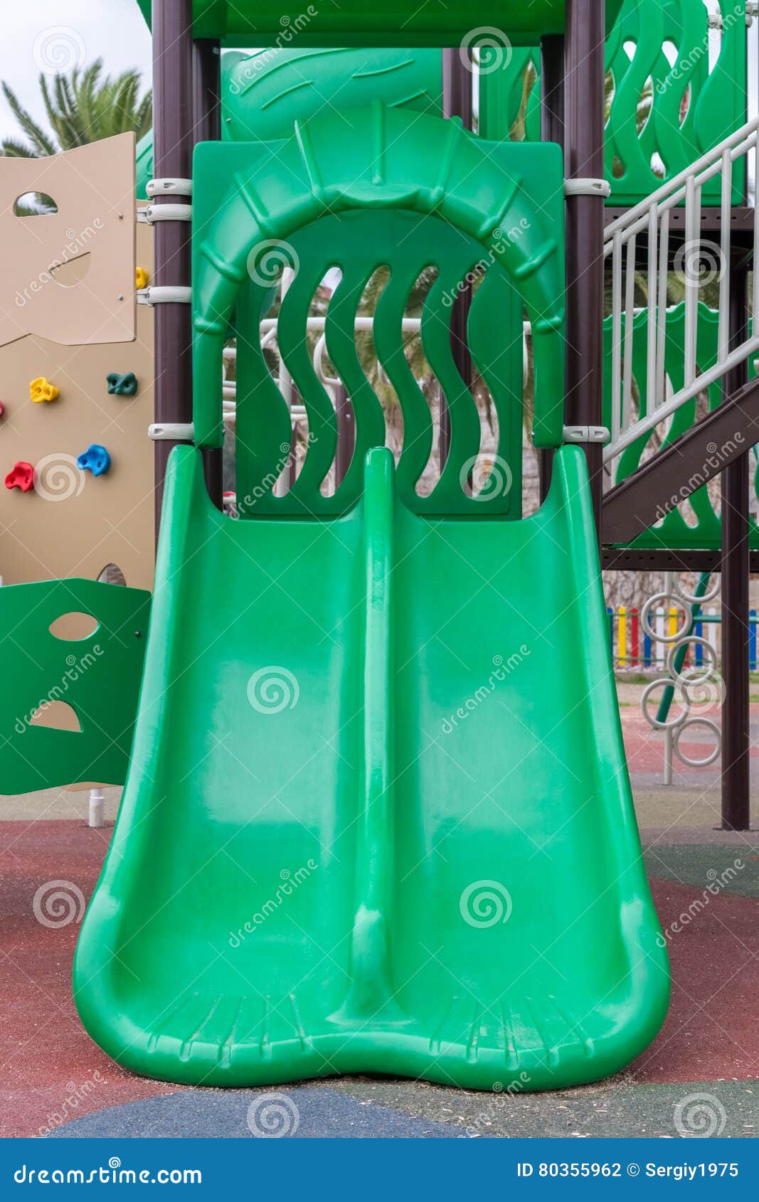 Green Playground for Children Outdoors Stock Photo - Image of game ...