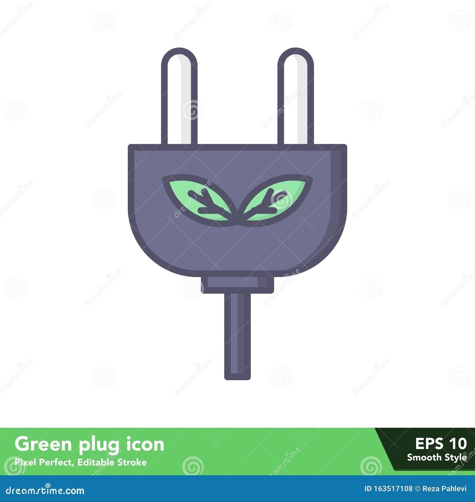 Green Plug Icon in Smooth Style, with Pixel Perfect and Editable Stroke ...