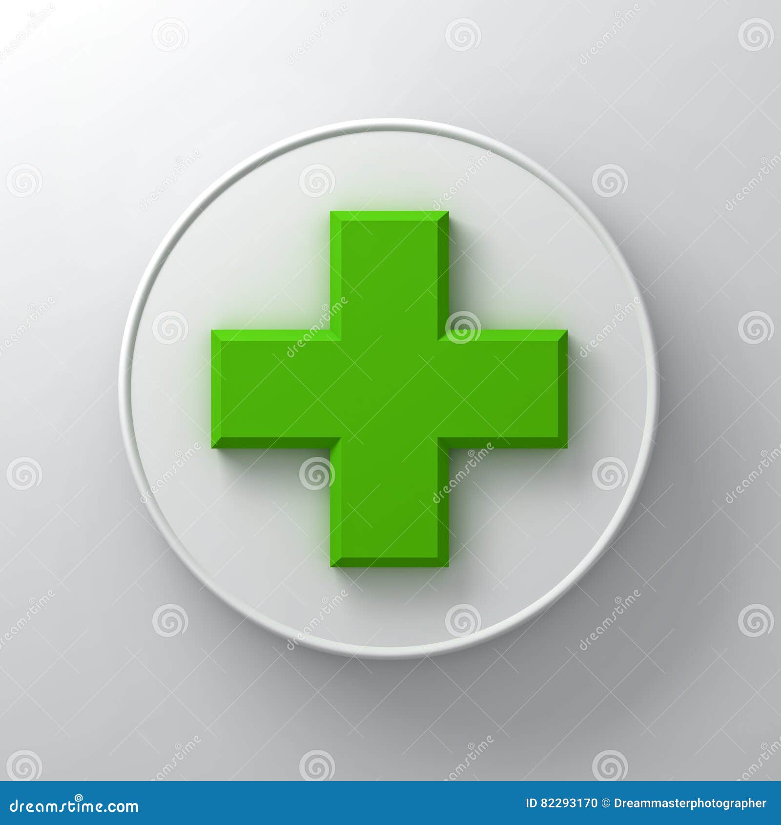 Green Plus Sign Abstract on Round Signboard Over White Wall Background ...