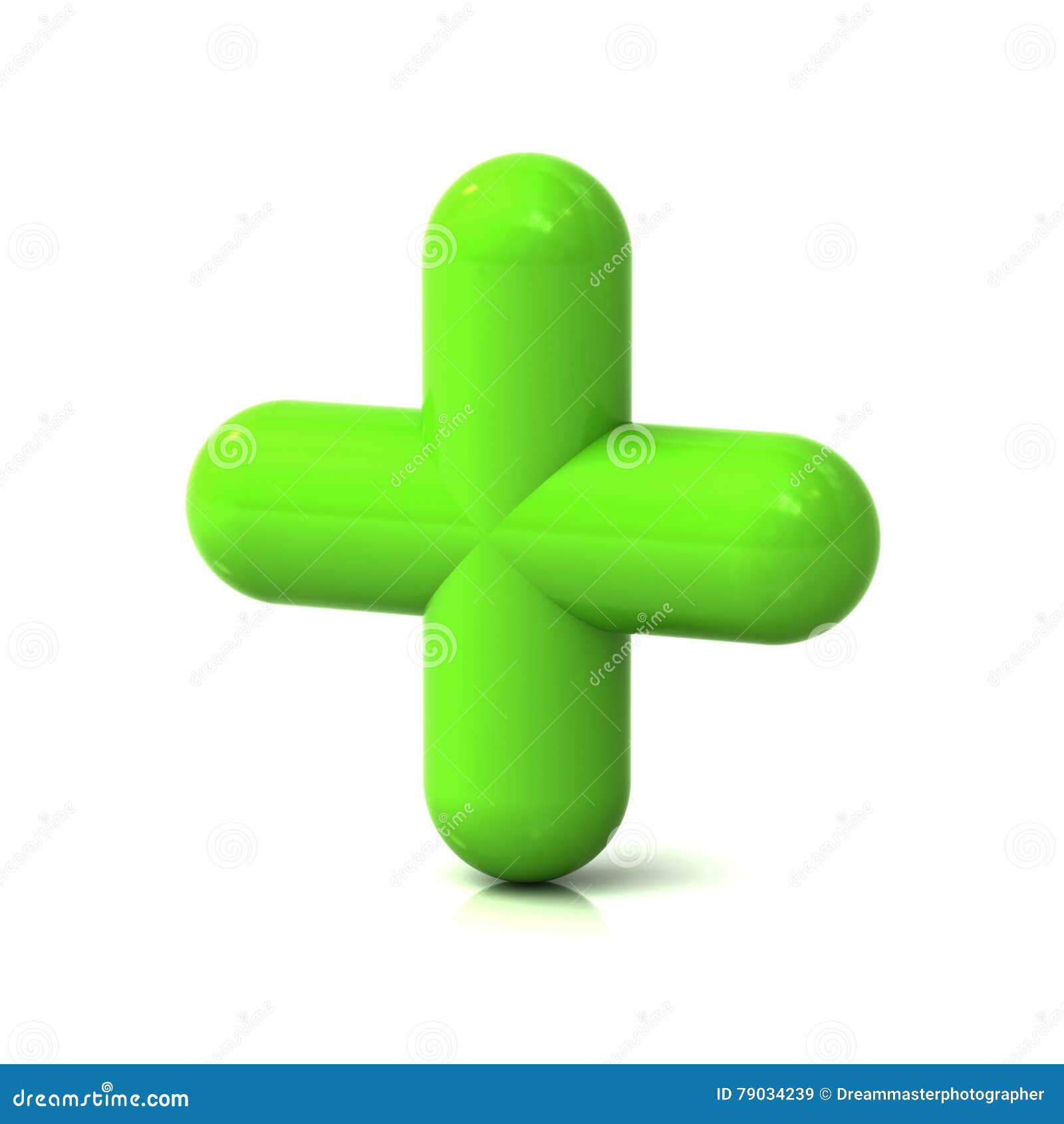 Green Plus Sign on White Background with Reflection Stock Illustration ...
