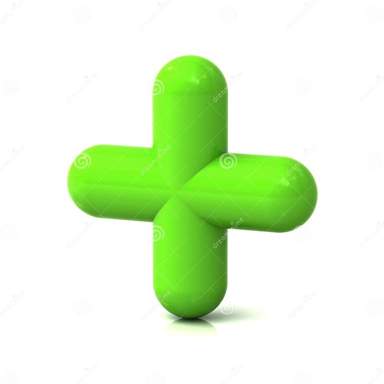 Green Plus Sign on White Background with Reflection Stock Illustration ...