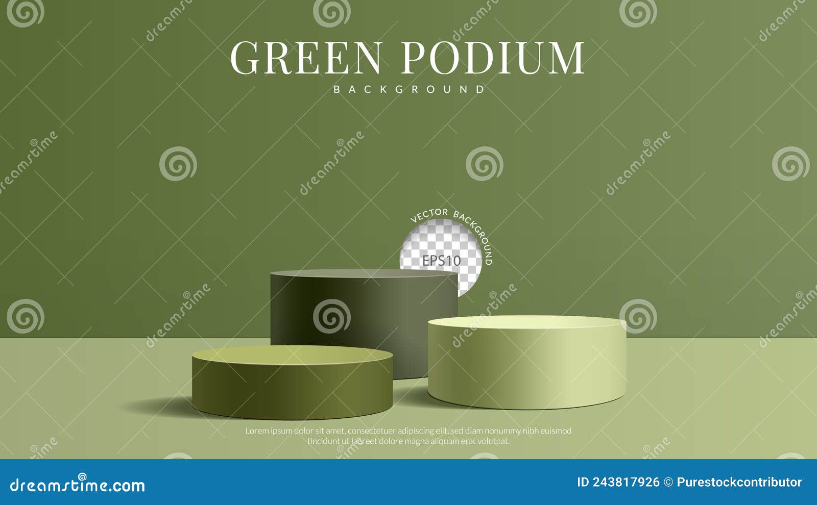 Green Podium Three Steps Minimal Style on Green Background. Concept of ...