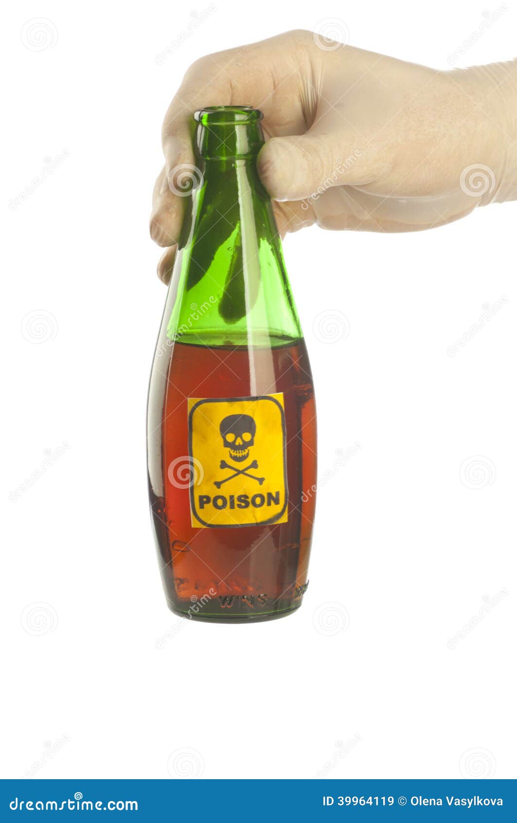 Green Poison Bottle with Skull and Crossbones on Hand Stock Image ...