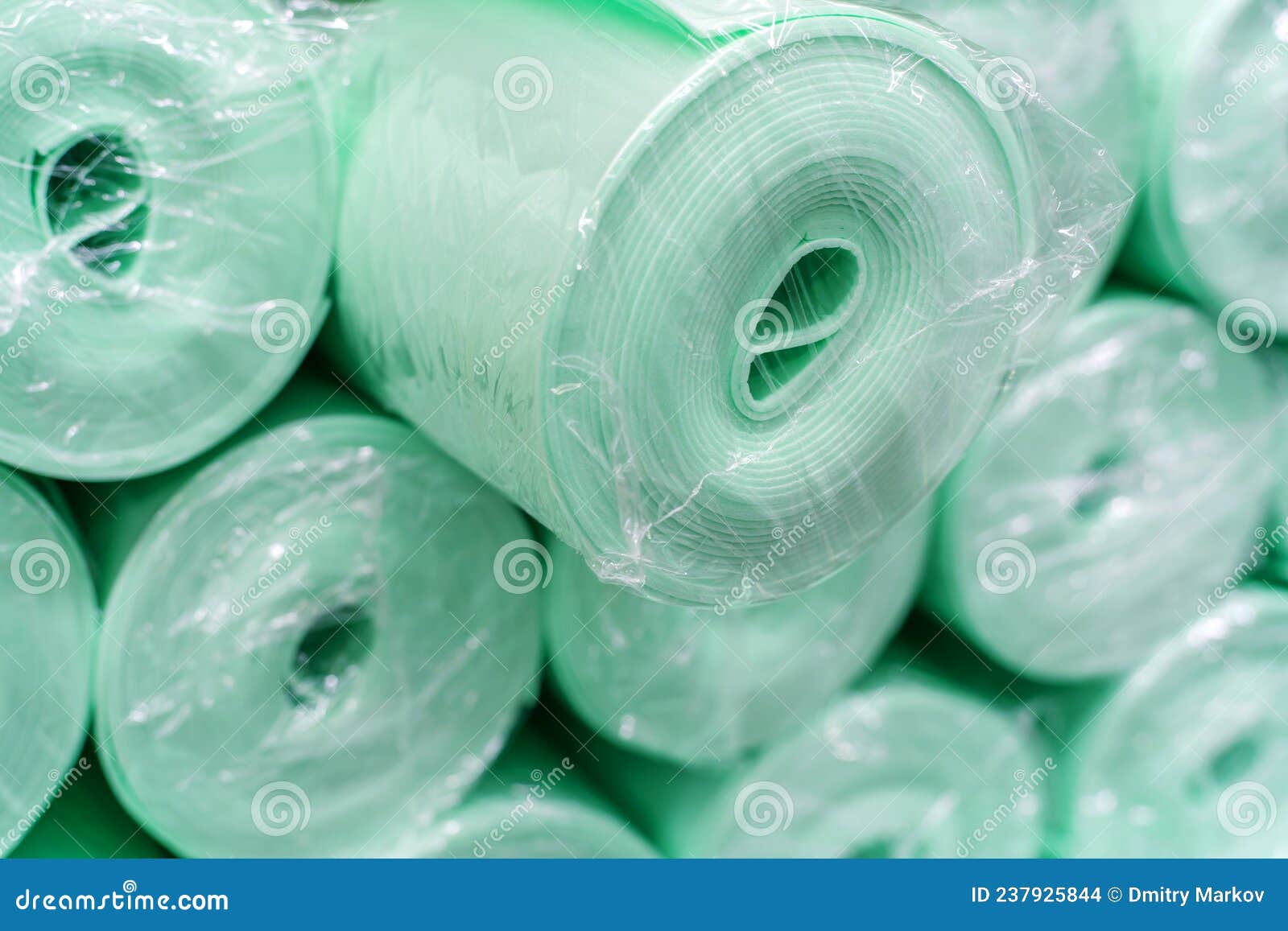 Green Polyethylene Foam Backing. Insulation Material in Rolls on the ...