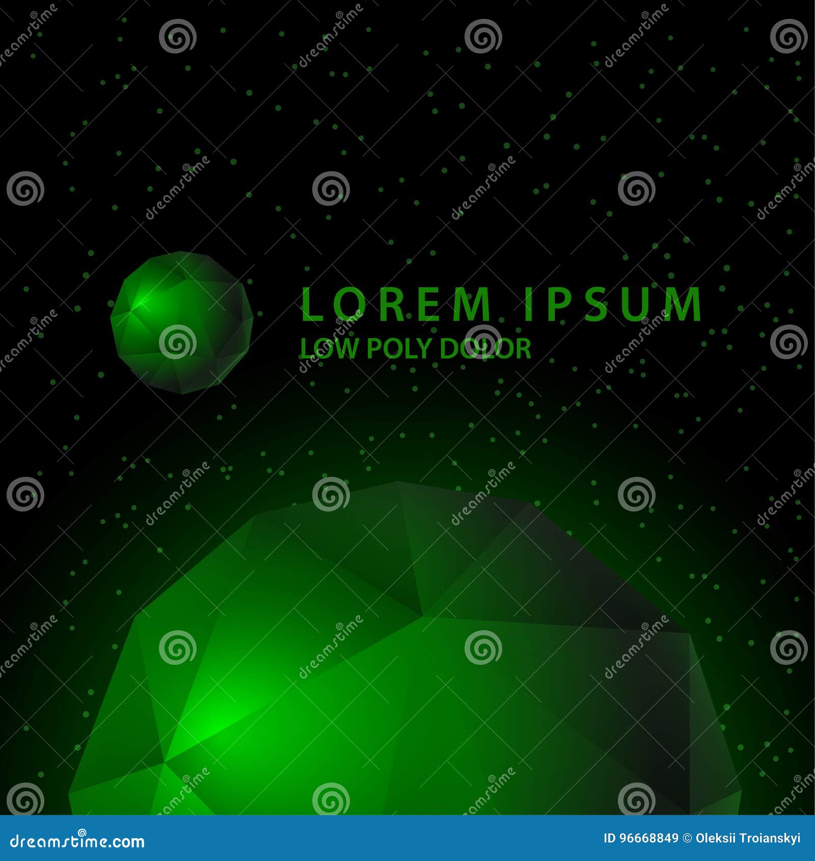 Green Polygon Sphere Logo. Low Poly Planet Logo on a Starry Background ...
