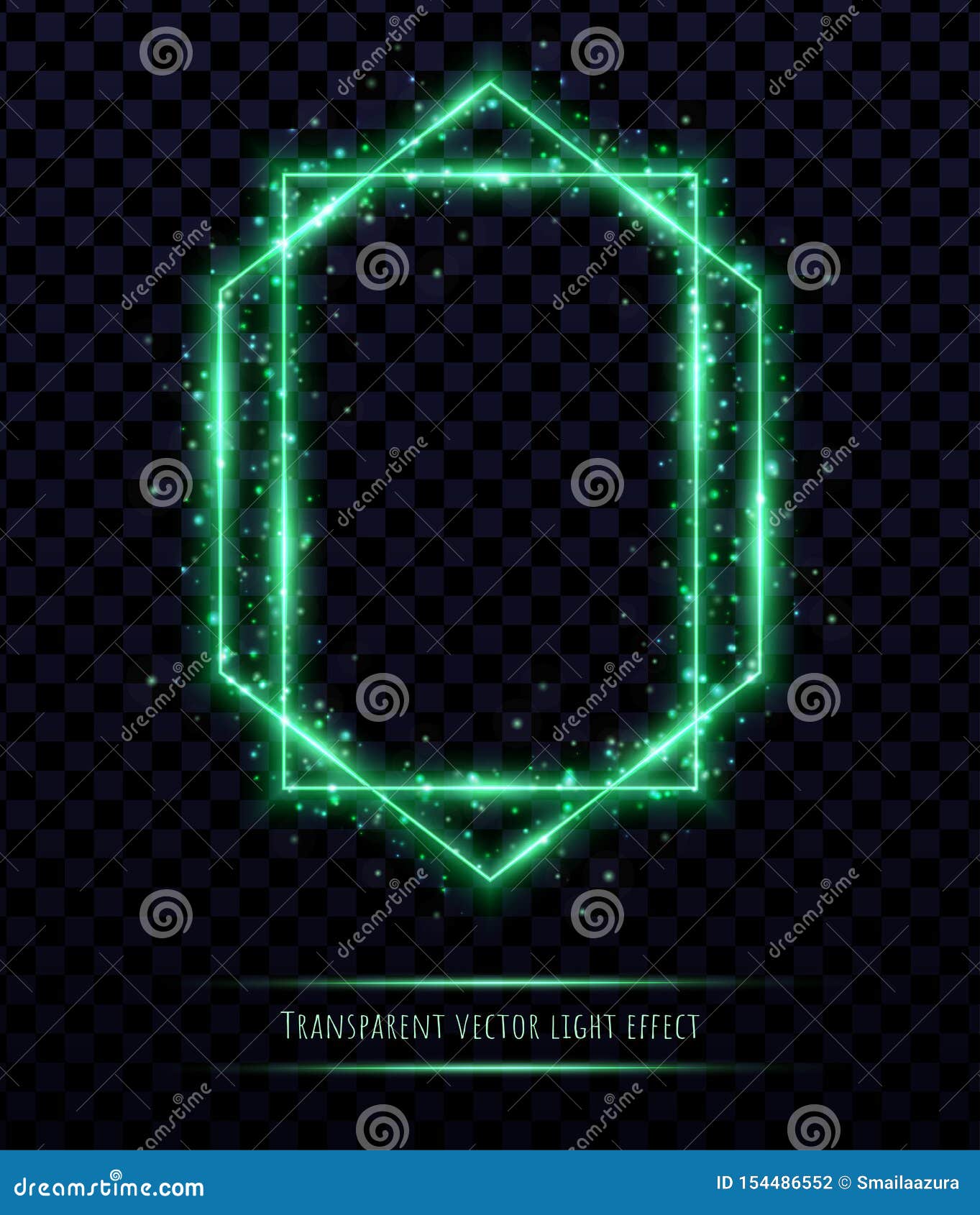 Green Polygonal Frame with Light Effects Isolated on Transparent ...