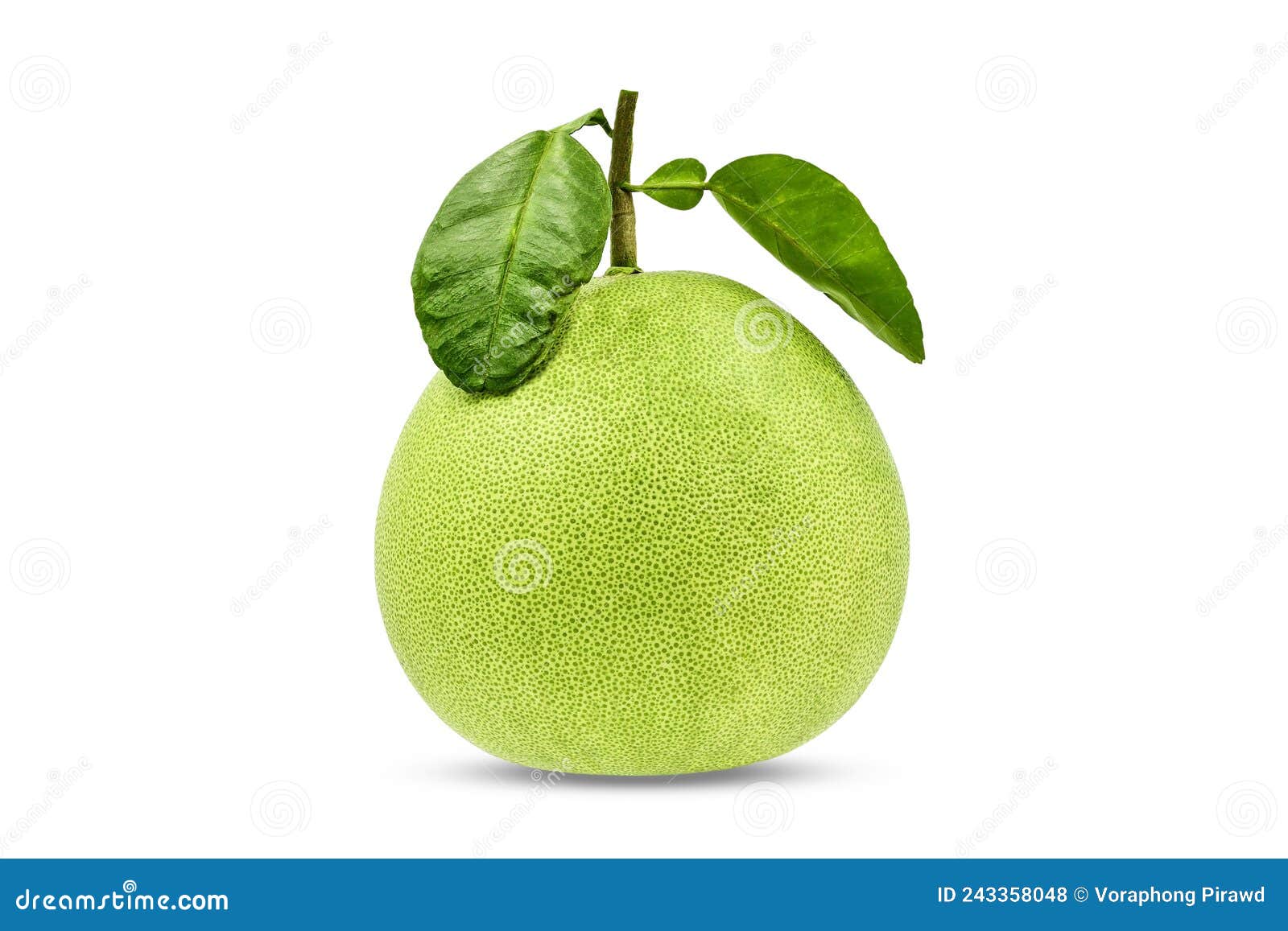 Green Pomelo Fruit with Leaves Isolated on White Background with ...