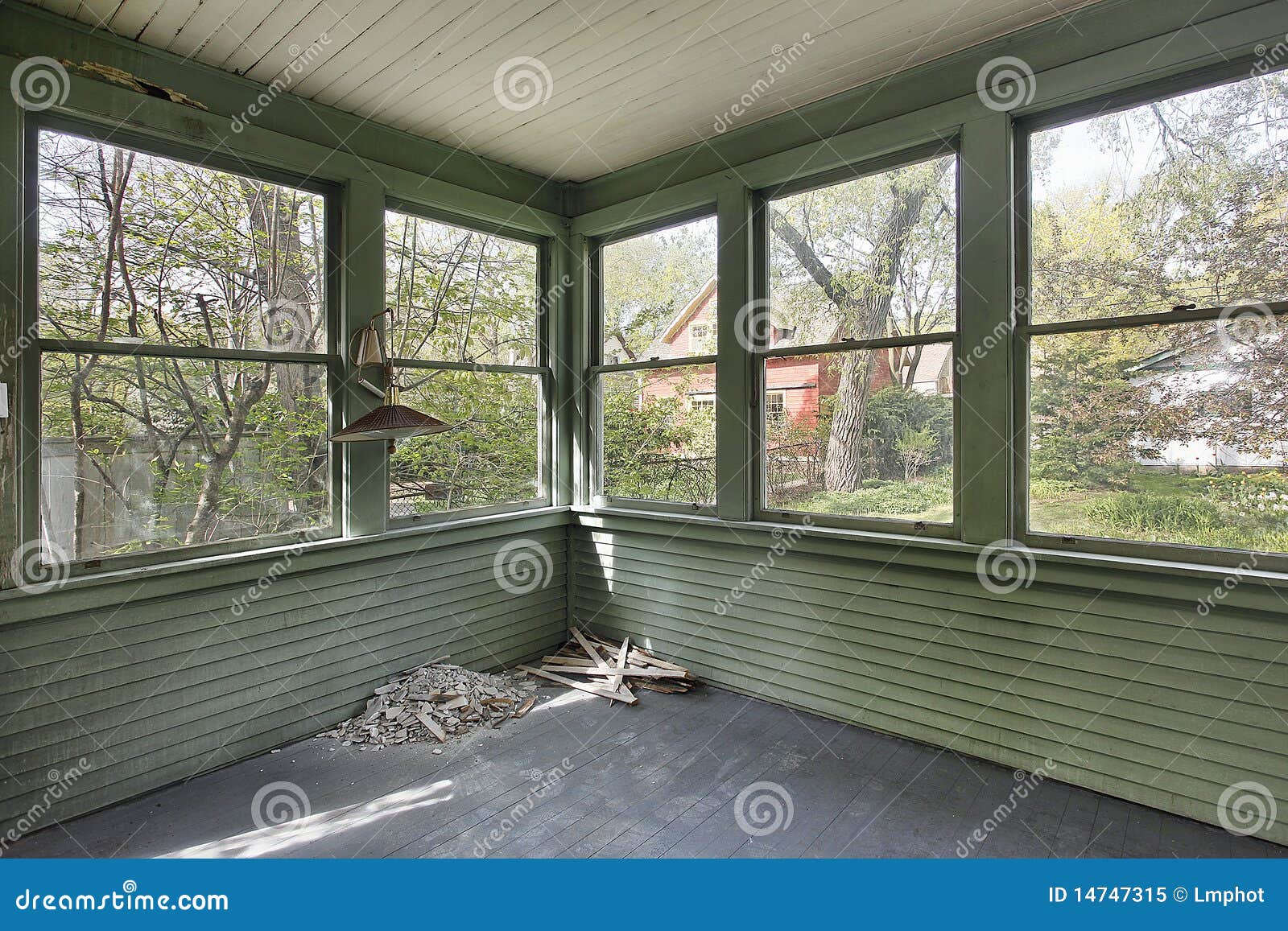 Green Porch in Old Abandoned Home Stock Image - Image of family, design ...