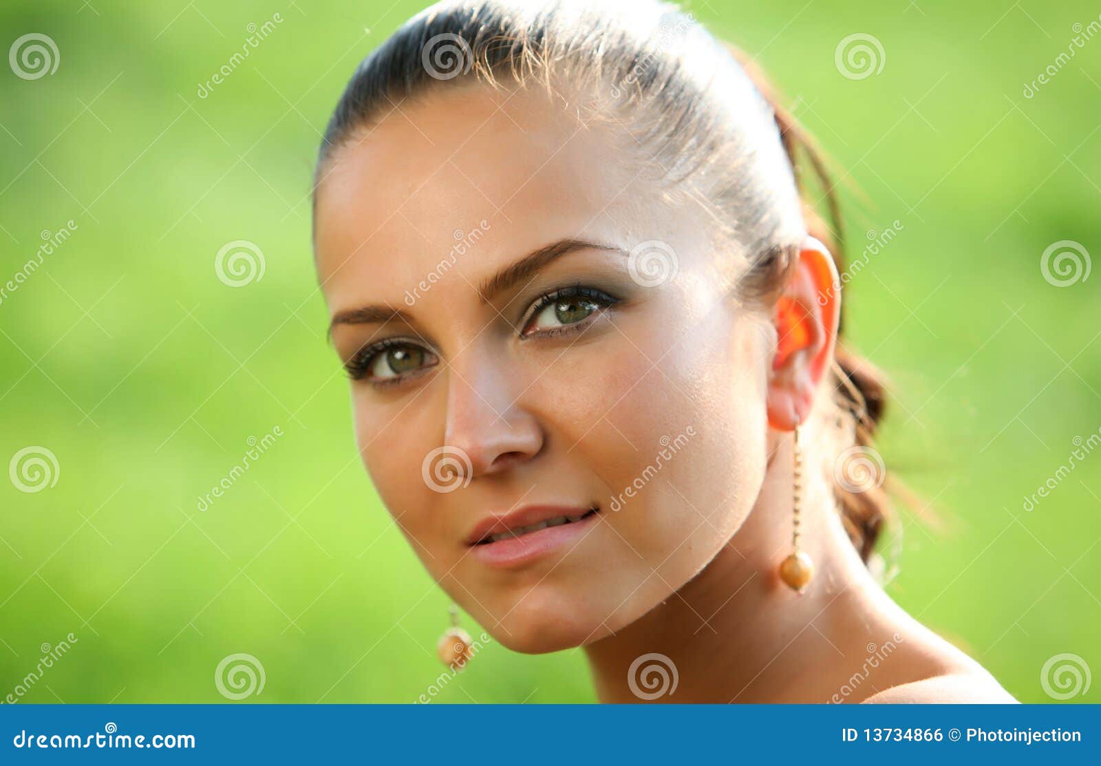 Green Portrait stock photo. Image of wavy, summer, cute - 13734866
