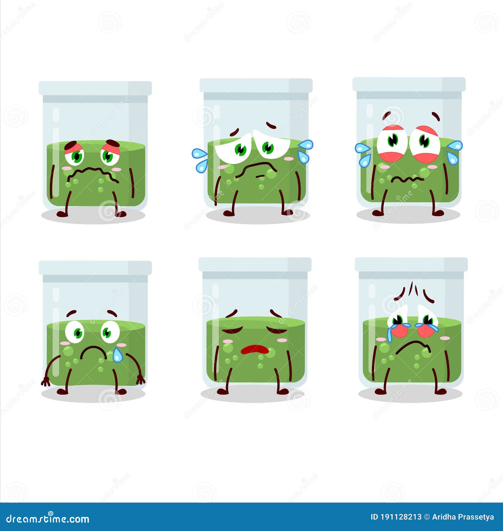 Green Potion Cartoon Character with Sad Expression Stock Vector ...