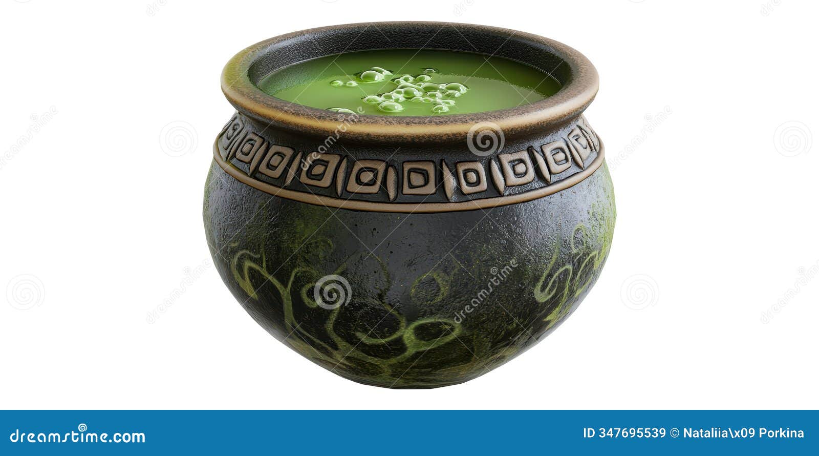 Green Potion Cauldron with Patterned Design Isolated on Transparent ...