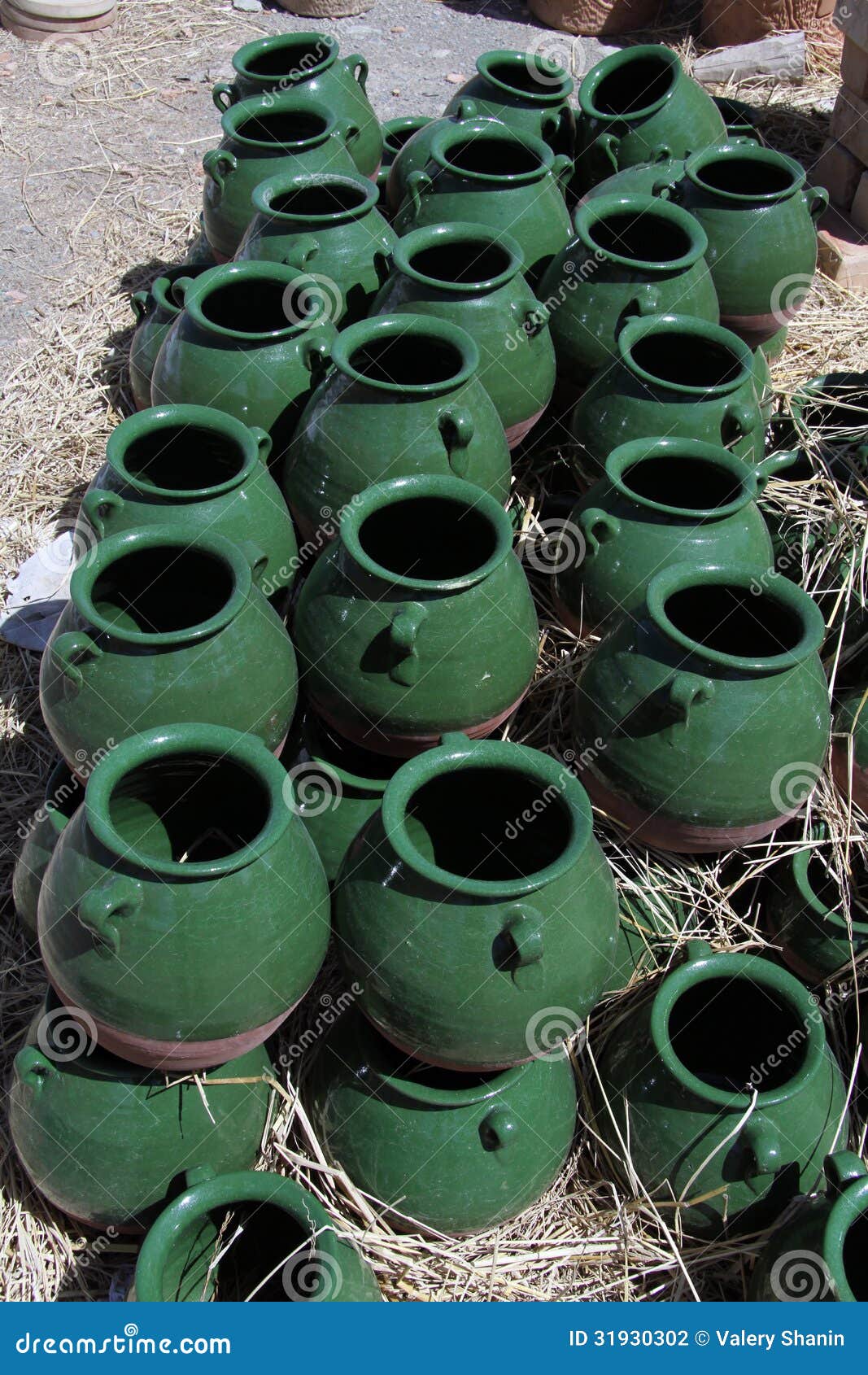 Green pots stock photo. Image of arrangement, heap, container - 31930302