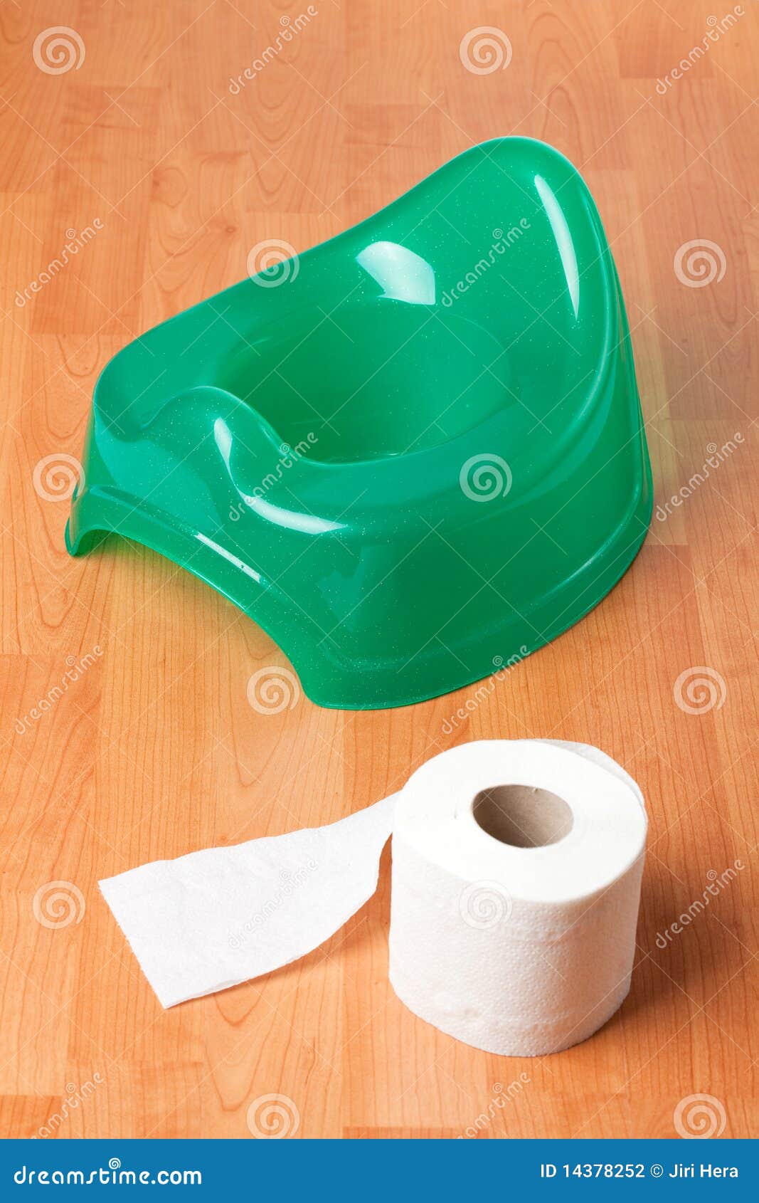 Green Potty with Toilet Paper Stock Photo - Image of hygiene, baby ...