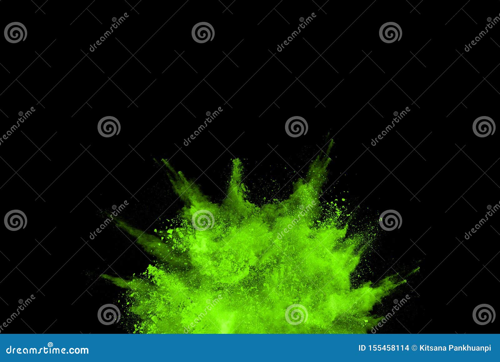 Green Powder Explosion On Black Background. Stock Photo - Image of ...