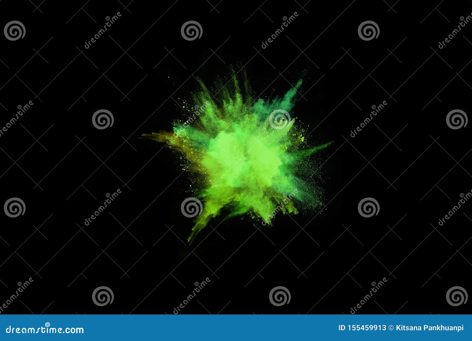 Green Powder Explosion on Black Background. Stock Image - Image of ...