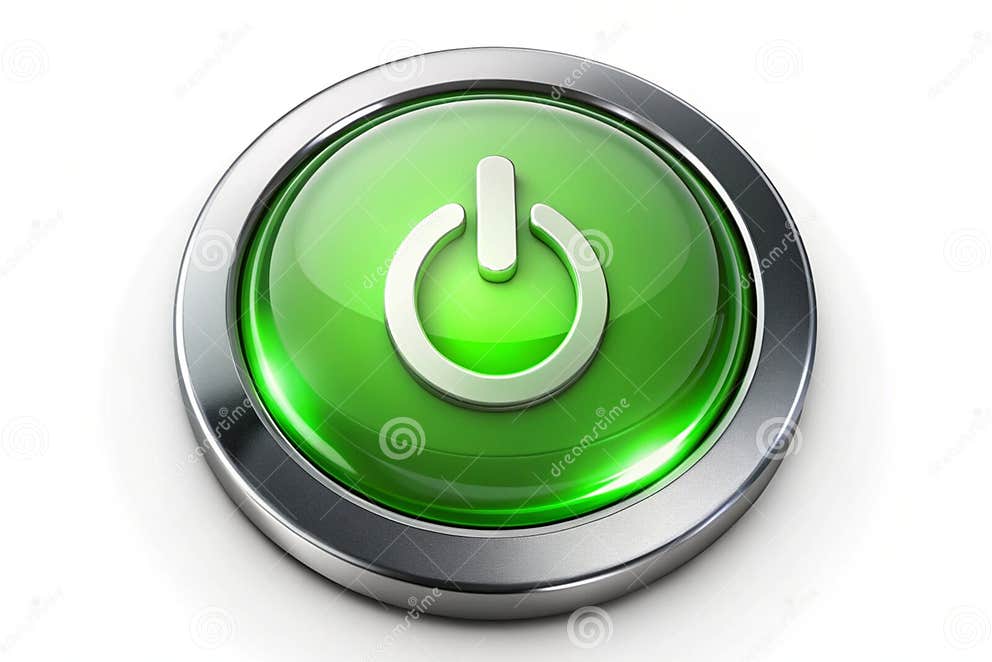 Green Power Button Design for Computer Stock Illustration ...