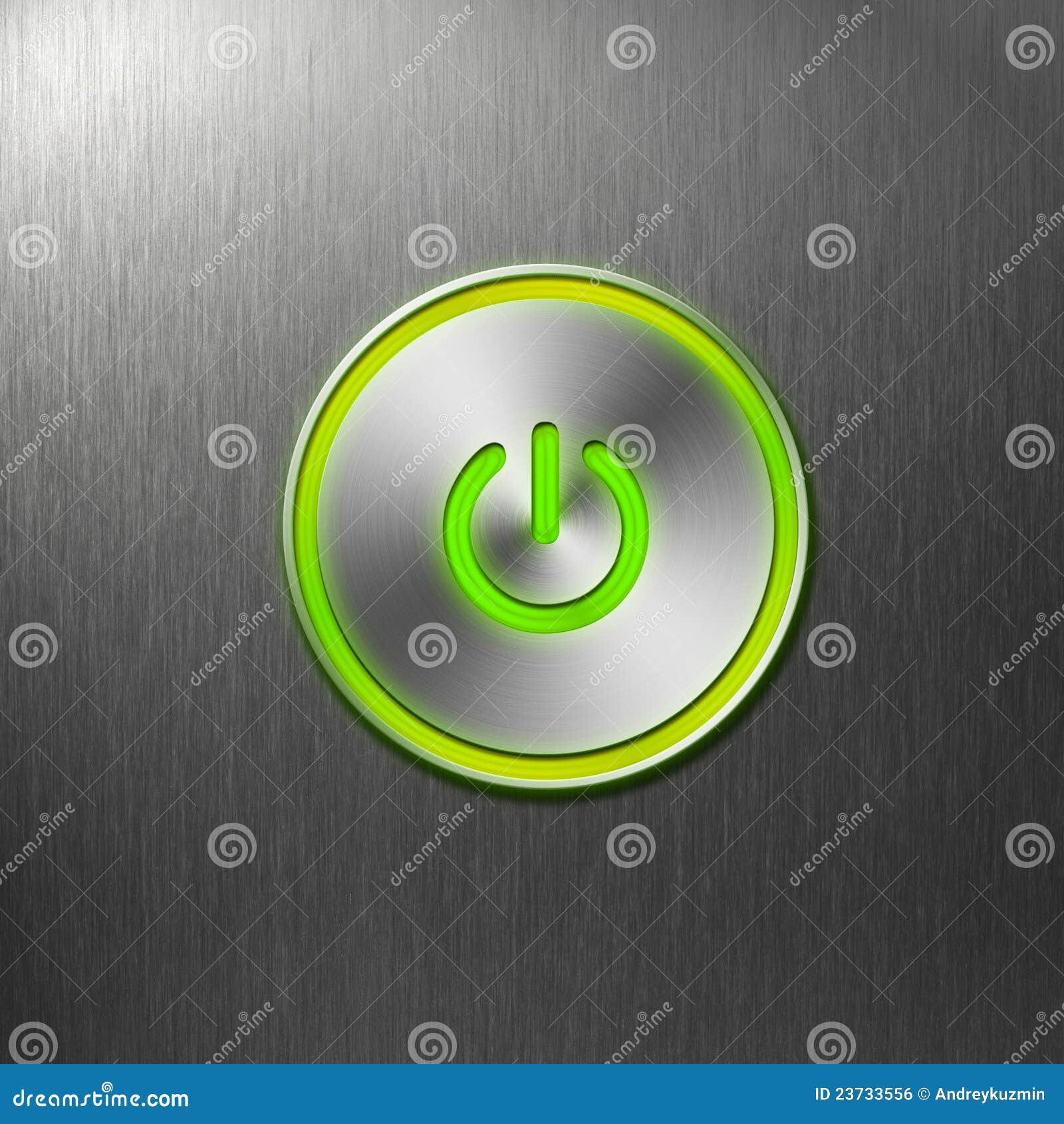 Green Power Button on Front Panel of Computer Stock Photo - Image of ...