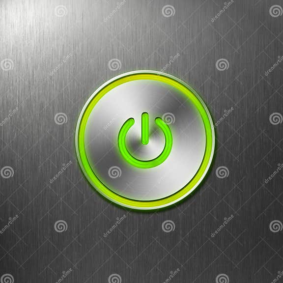 Green Power Button on Front Panel of Computer Stock Photo - Image of ...