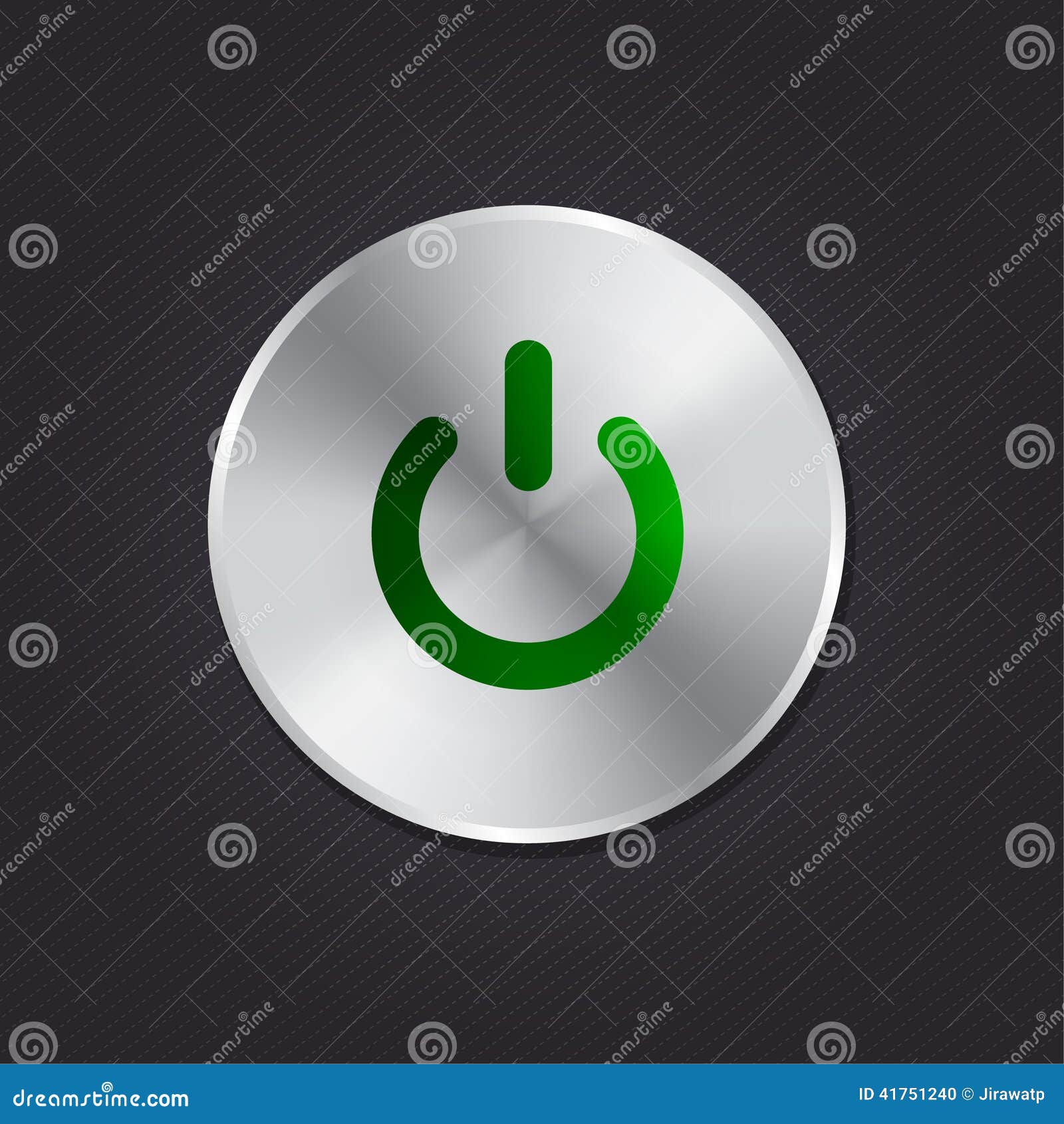Green Power Button. stock vector. Illustration of start - 41751240