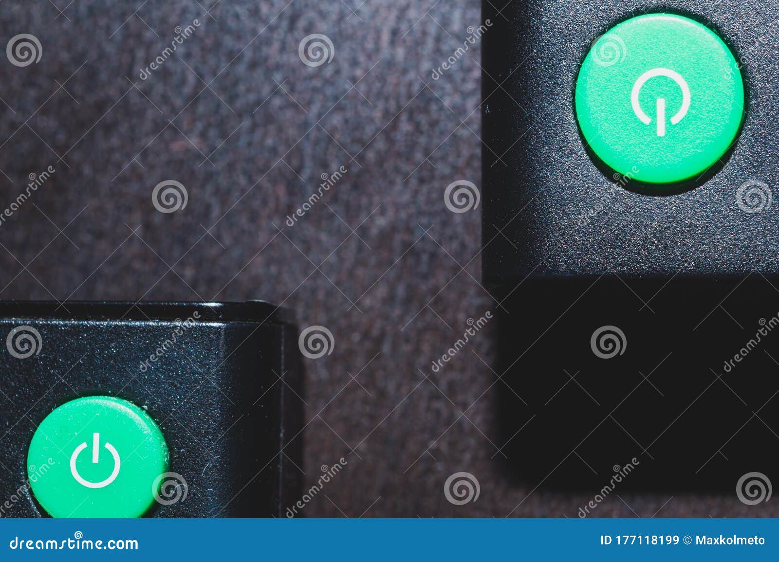 Green Power Buttons on the Remote Control Stock Image - Image of ...