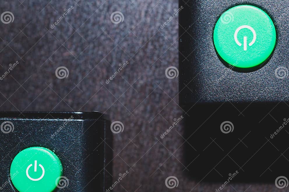 Green Power Buttons on the Remote Control Stock Image - Image of ...