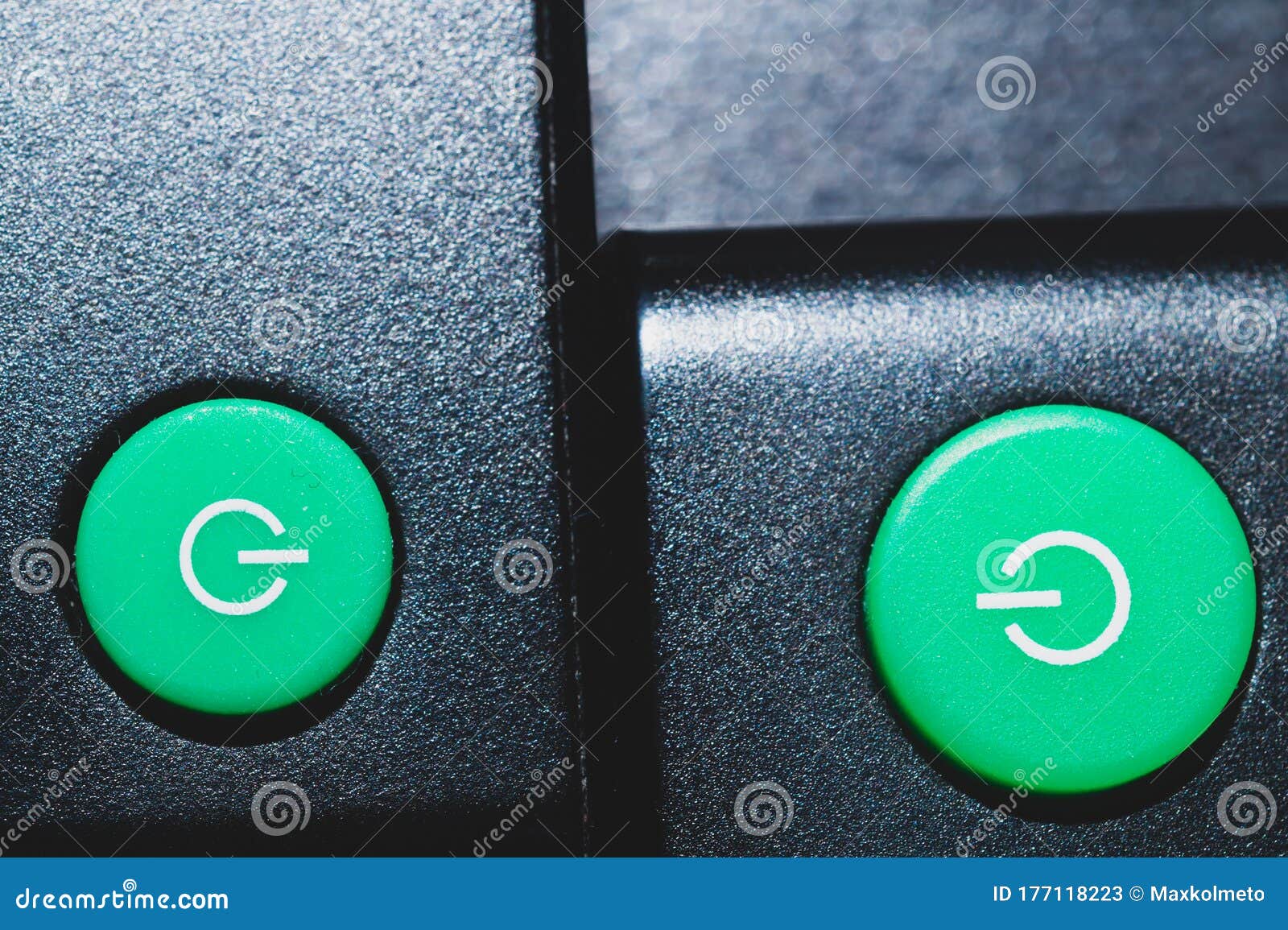 Green Power Buttons on the Remote Control Stock Image - Image of ...