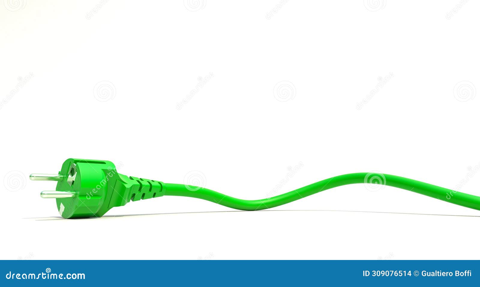 Green Power Cord on White Background Stock Illustration - Illustration ...