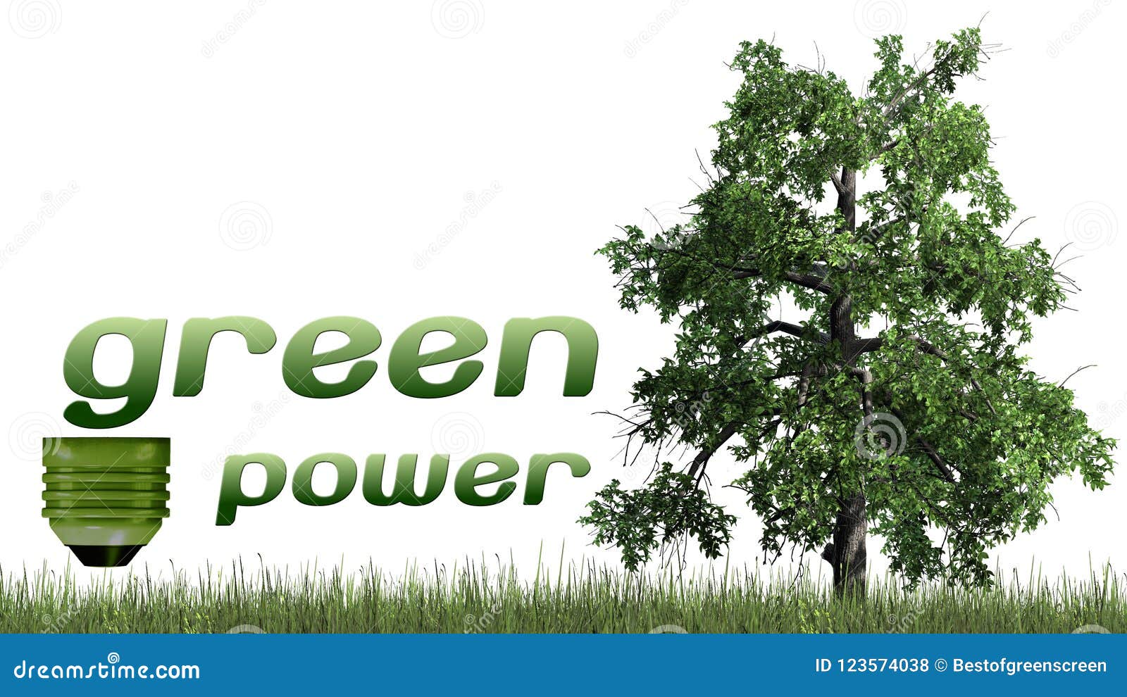 Green Power Text and Tree - Ecology Concept Stock Illustration ...