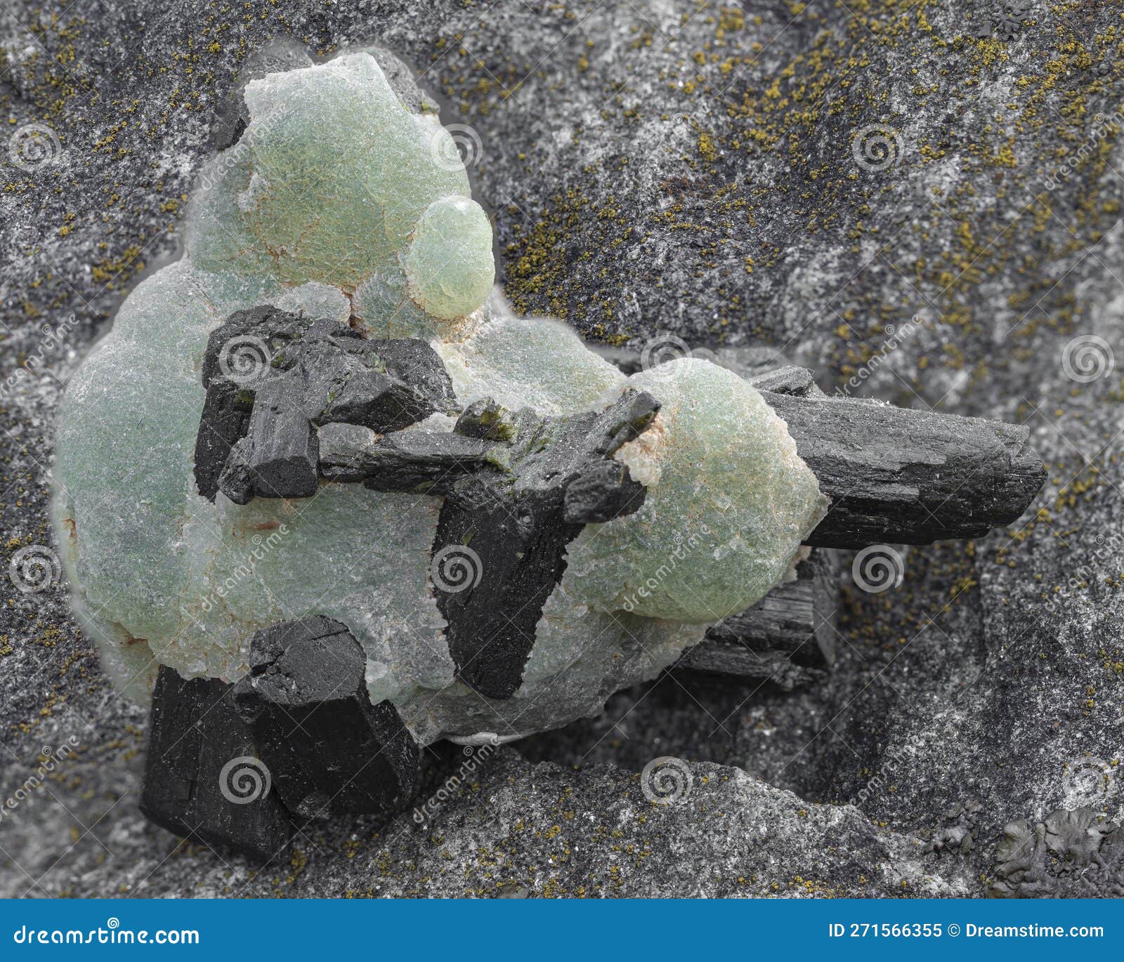 Green Prehnite Spheres and Dark Epidote Stock Image - Image of dark ...