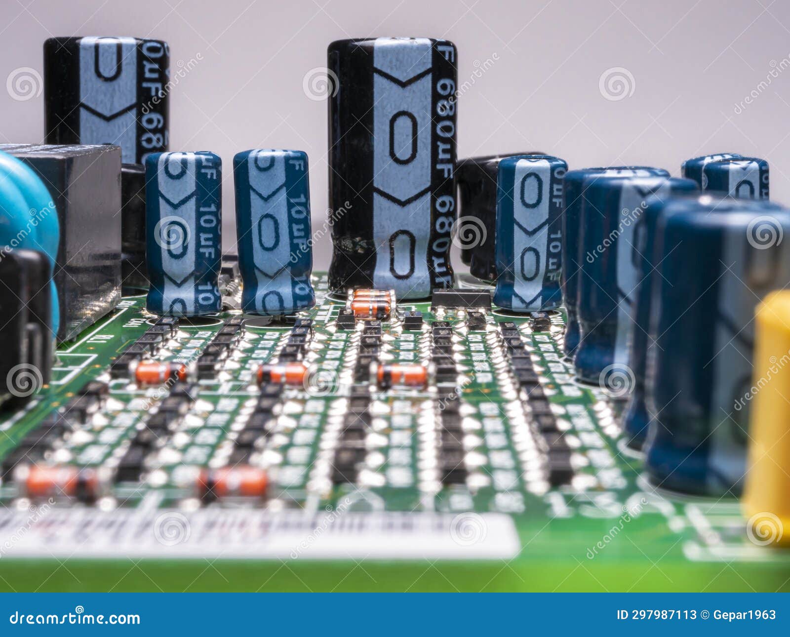 Green Printed Circuit Board with Electronic Components. Stock Image ...