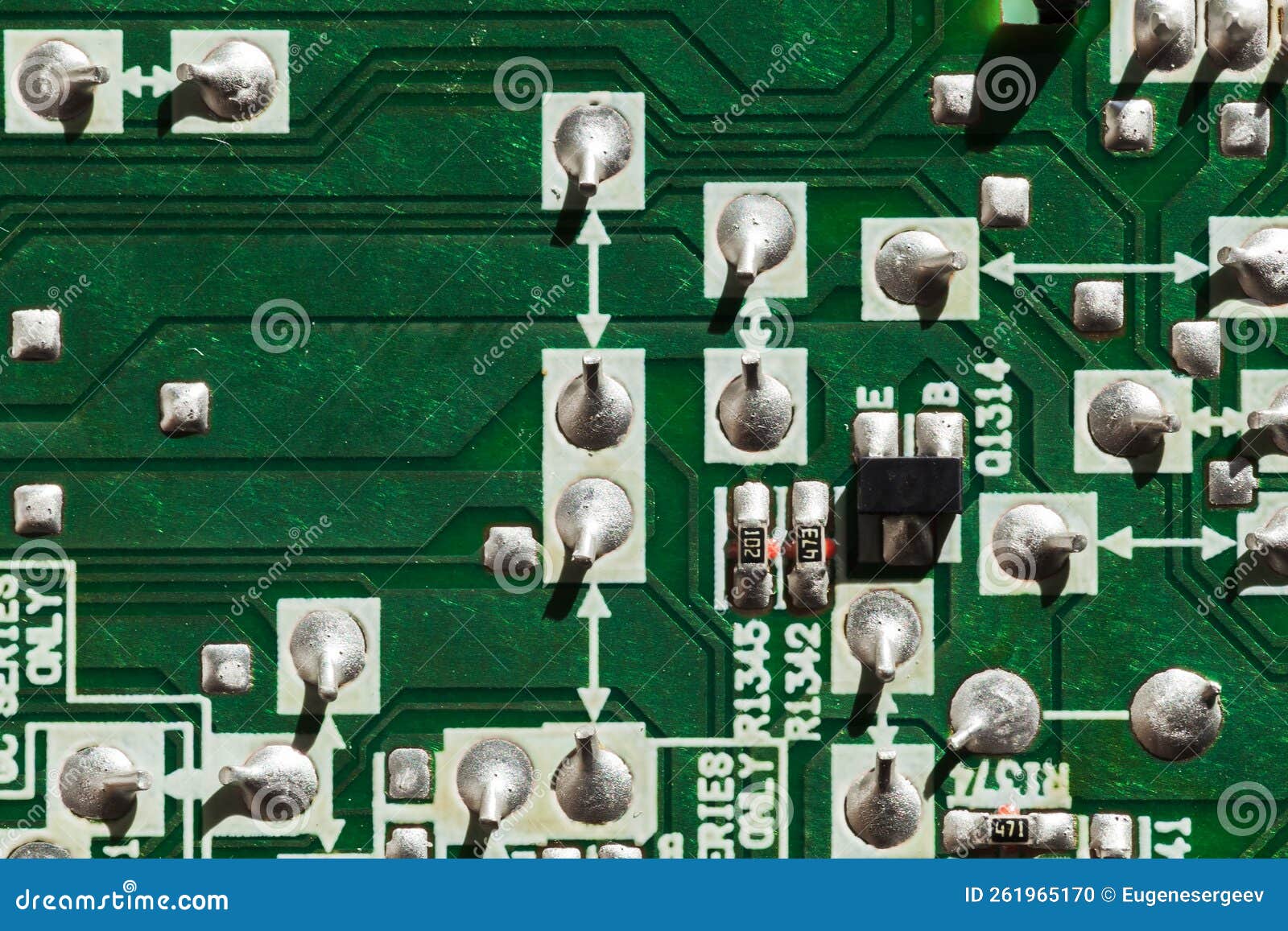 Green Printed Circuit Board, Micro Electronics Component, Top View ...