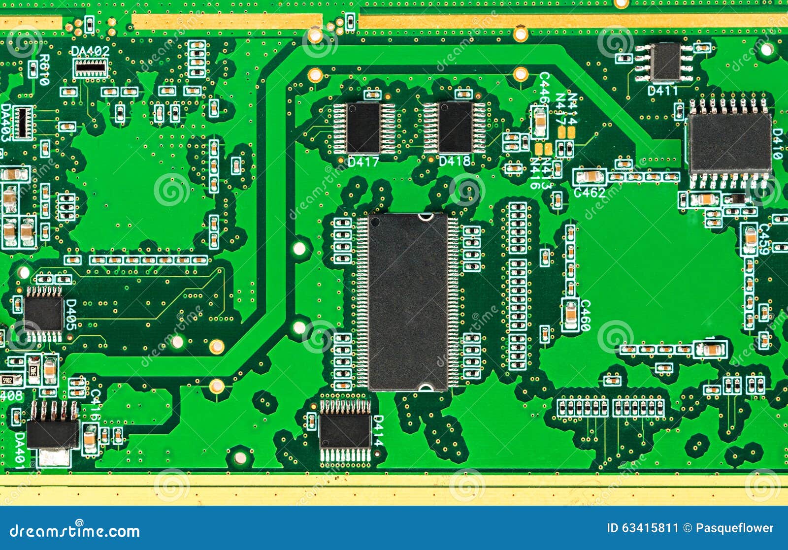 Green Printed Circuit Board (PCB) Stock Image - Image of golden ...