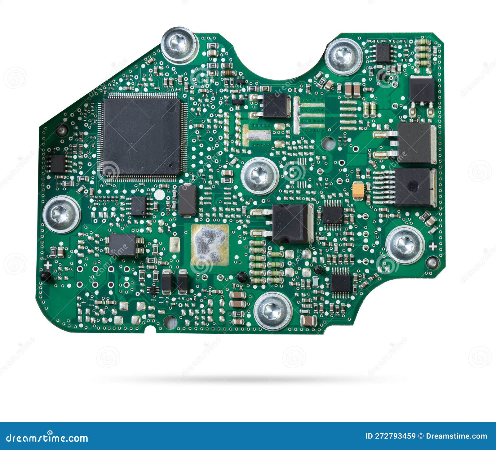 Green Printed Circuit Board with Transistors and Microchips To Control ...