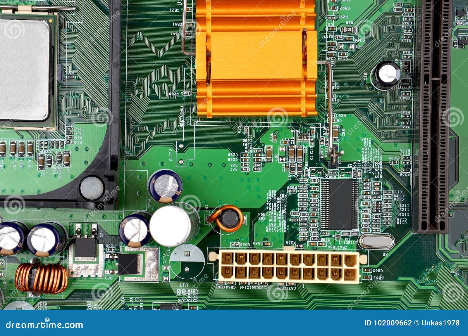 Green computer motherboard stock photo. Image of industry - 102009662