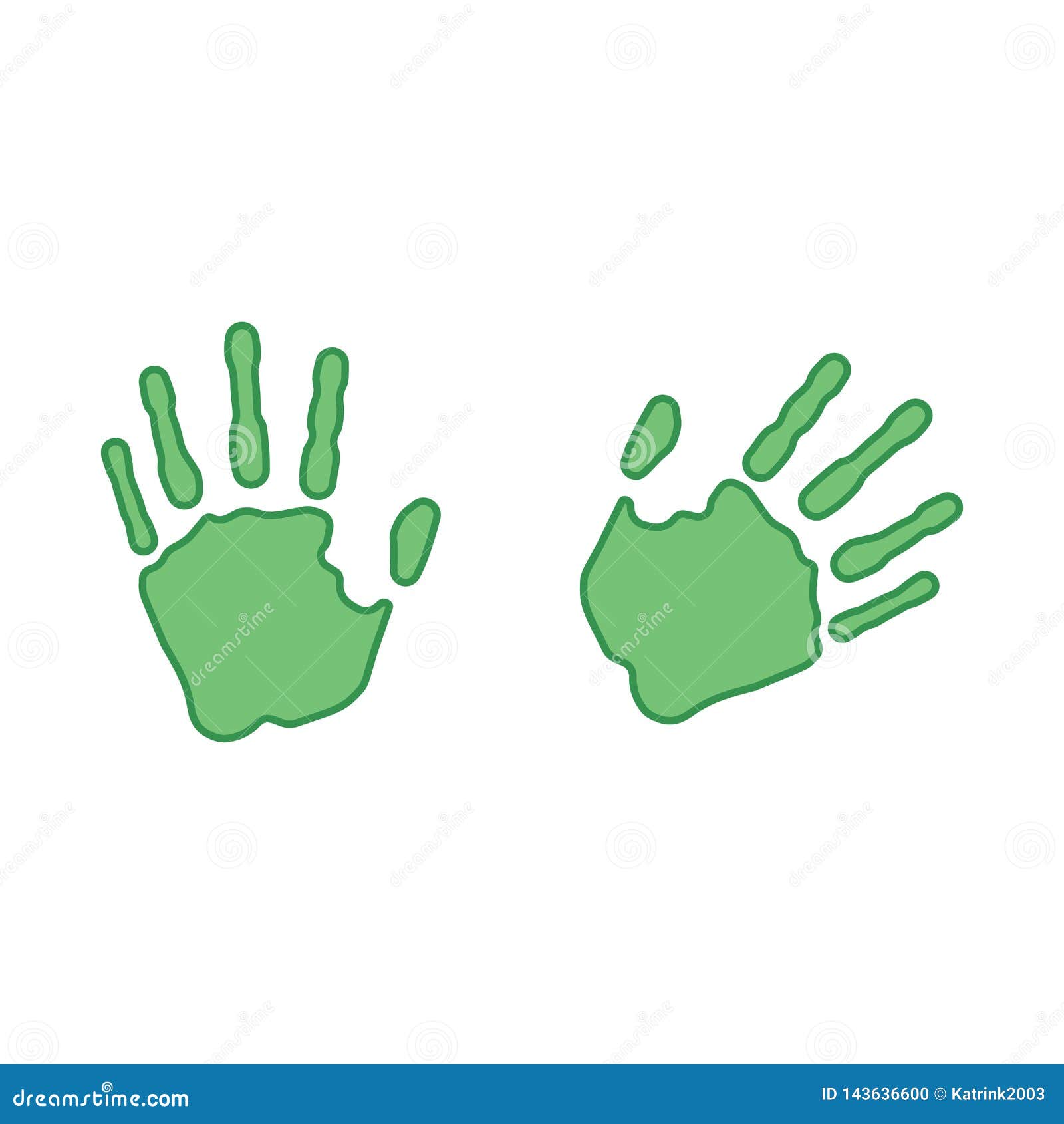 Green Prints of the Right and Left Hand Stock Illustration ...