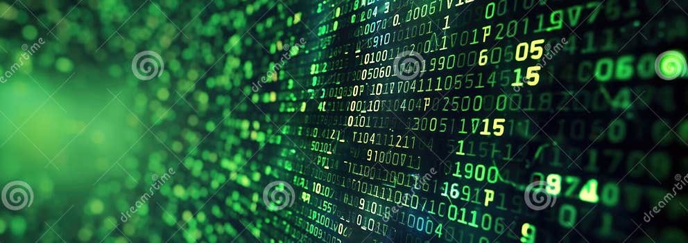 Green Program Code Data Stream on Computer Stock Illustration - Illustration of abstract ...