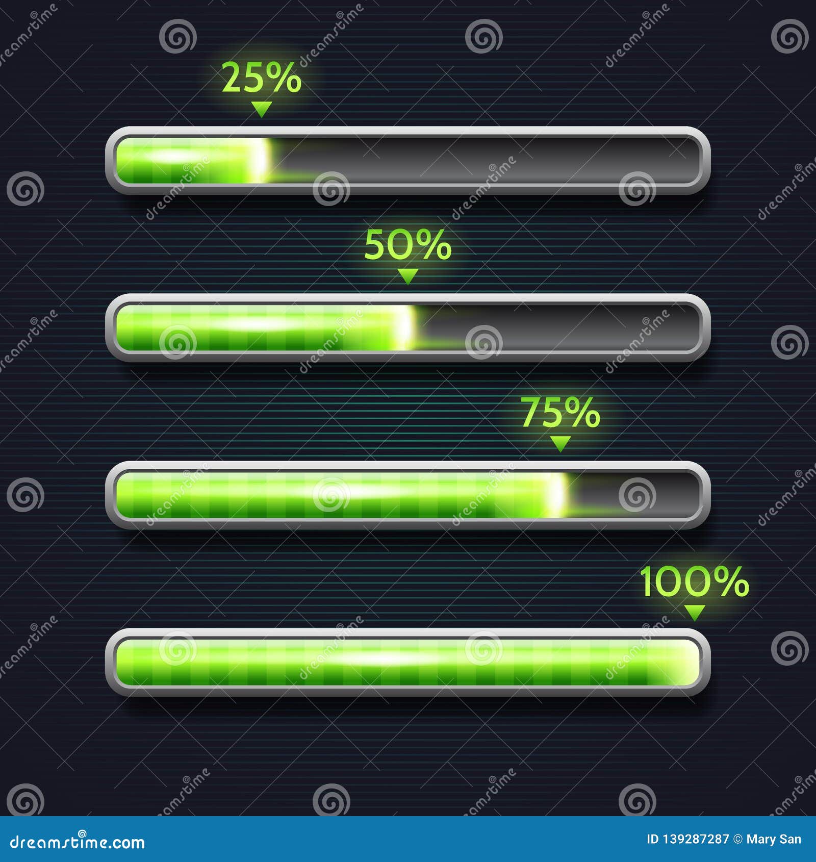 Green Progress Bar With Loading 2022 Sign Vector Illustration ...