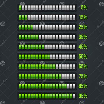 Green Progress Bar Set. 5-95 Stock Vector - Illustration of easurement ...