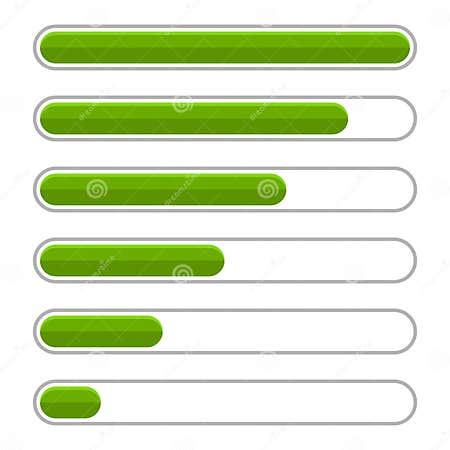 Green Progress Bar Set on White Background. Vector Stock Vector ...