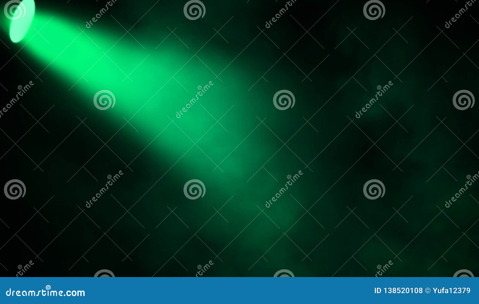 Green Projector. Spotlight Stage with Smoke on Black Background Stock ...