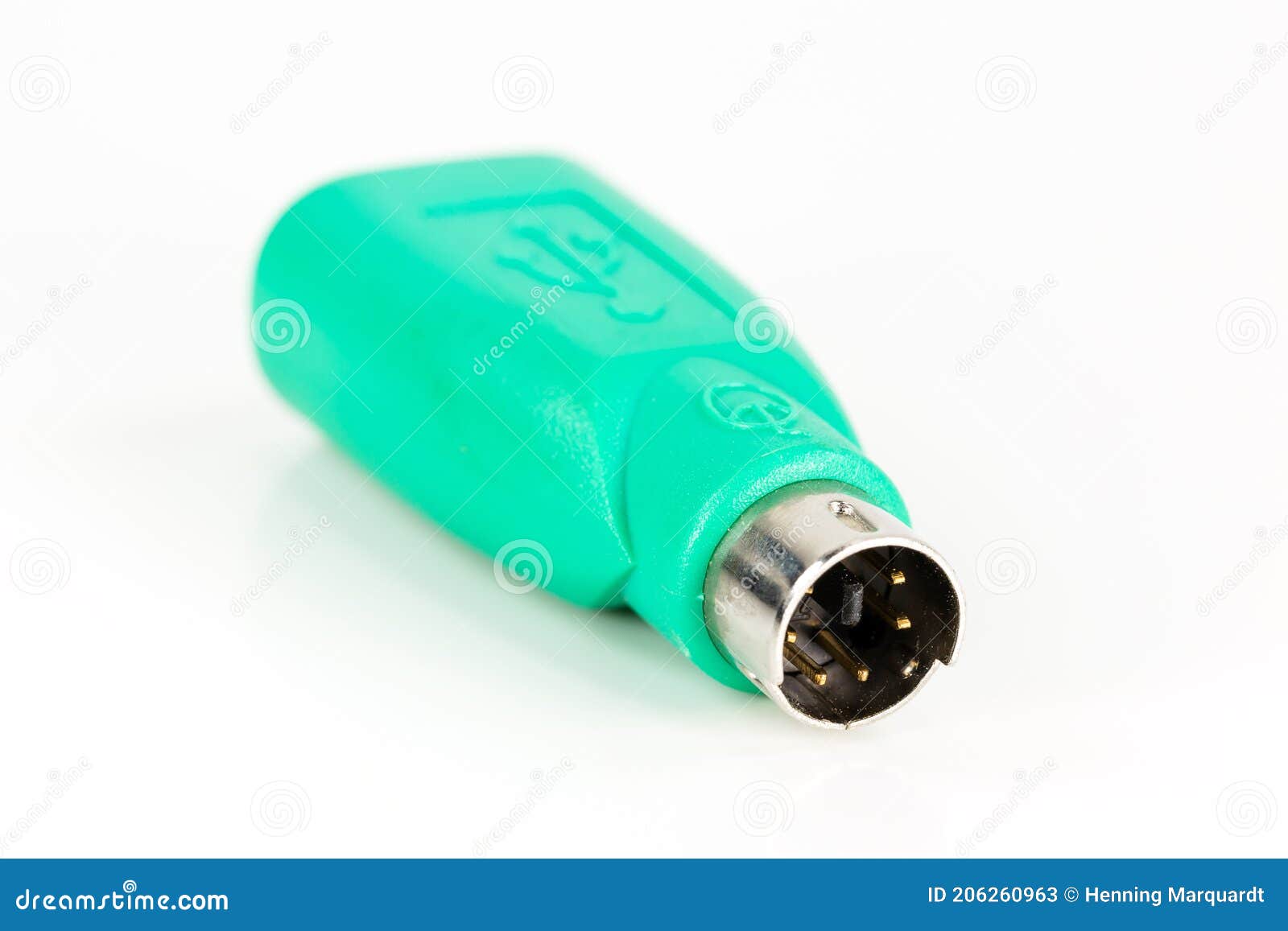 Green PS/2 To USB Adapter Isolated on White Background Stock Image ...