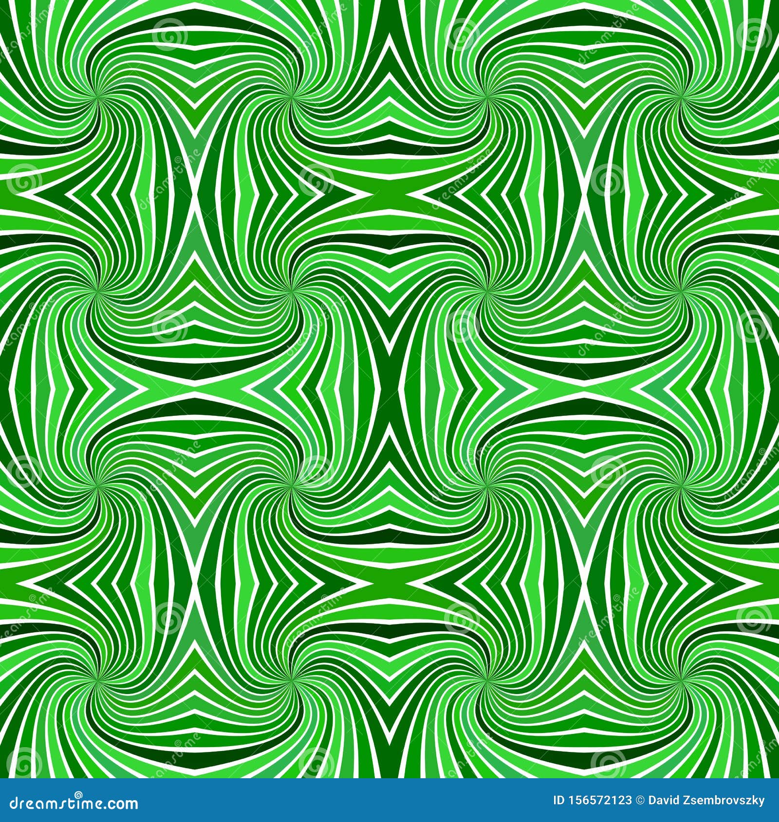Green Psychedelic Abstract Seamless Striped Spiral Pattern Background ...