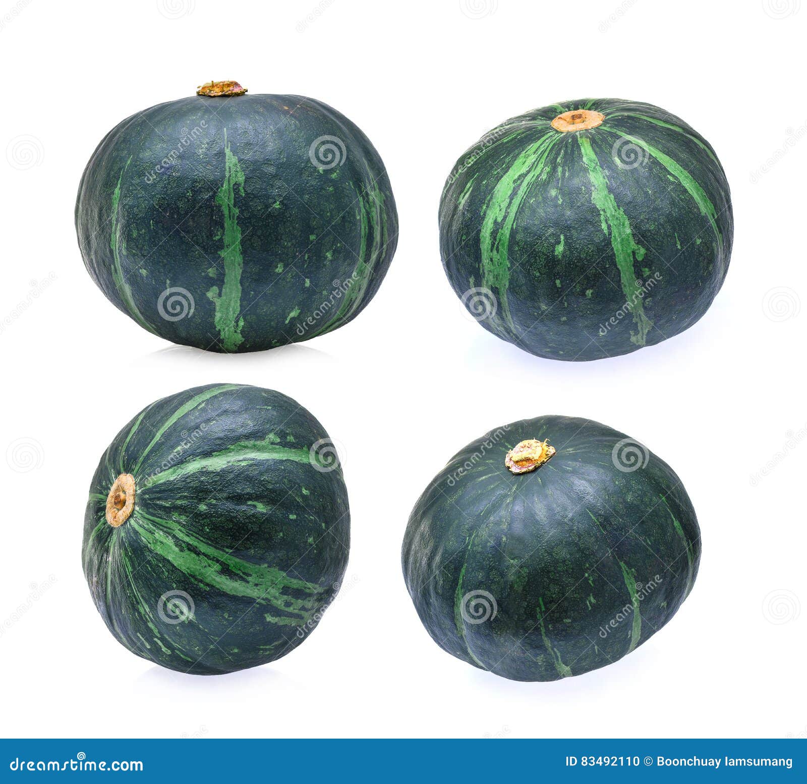 Green Pumpkin Isolated on White Background Stock Photo - Image of food ...