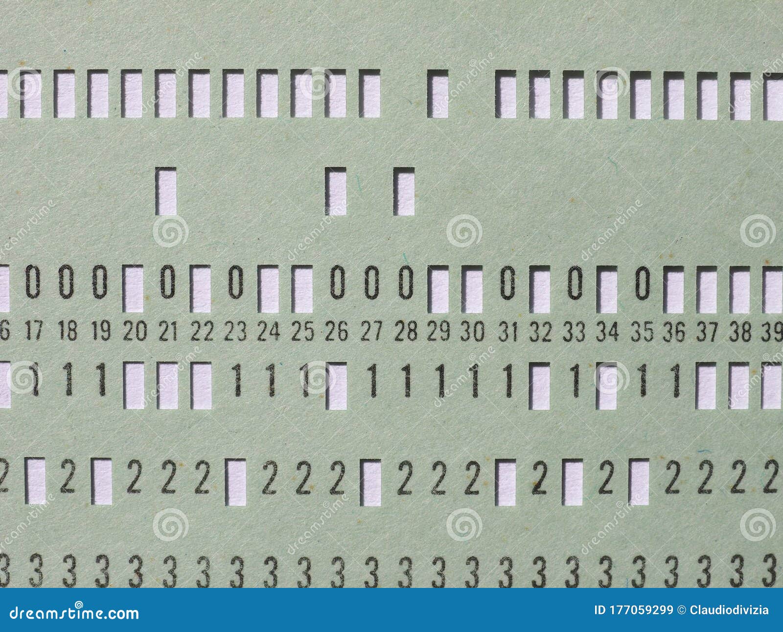 Green Punched Card for Programming Stock Image - Image of data ...